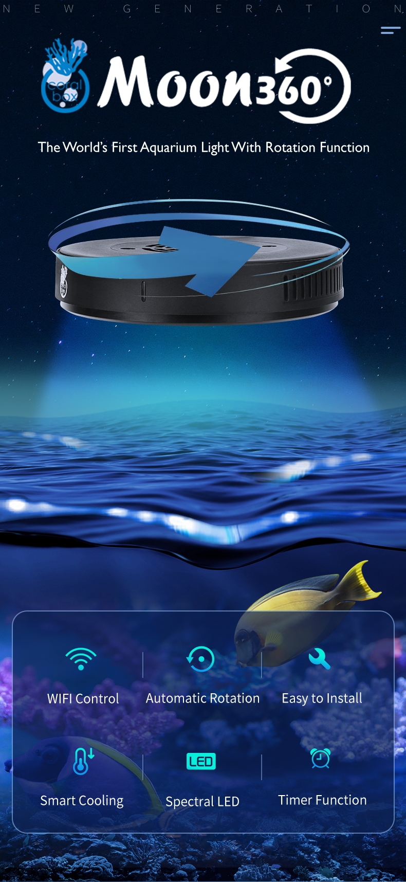 Coral Box Moon LED 360 Rotational