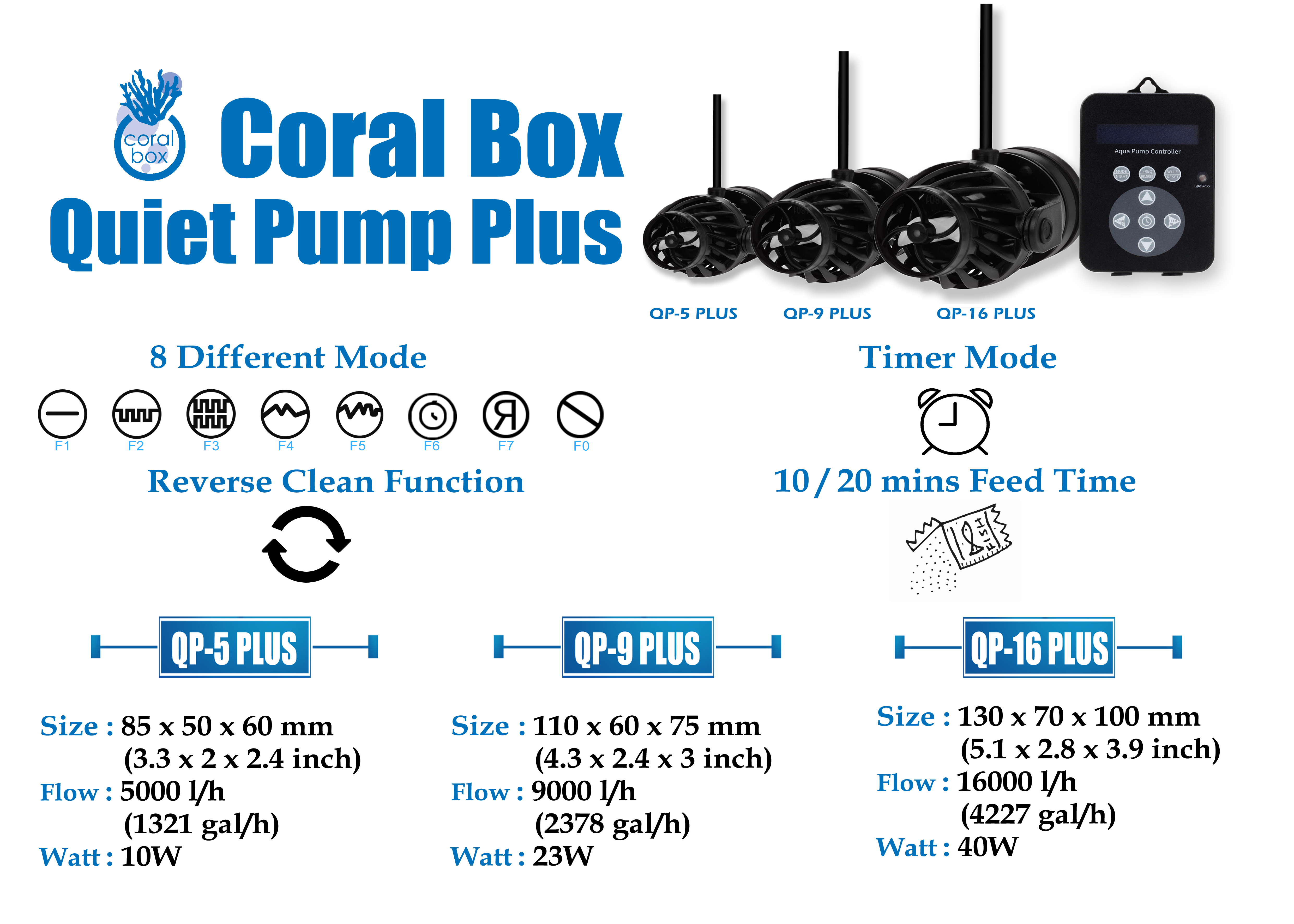 Coral Box Quiet Pump plus QP+ Series 2018 Wavmaker QP Plus qp5 qp9 qp16 ...